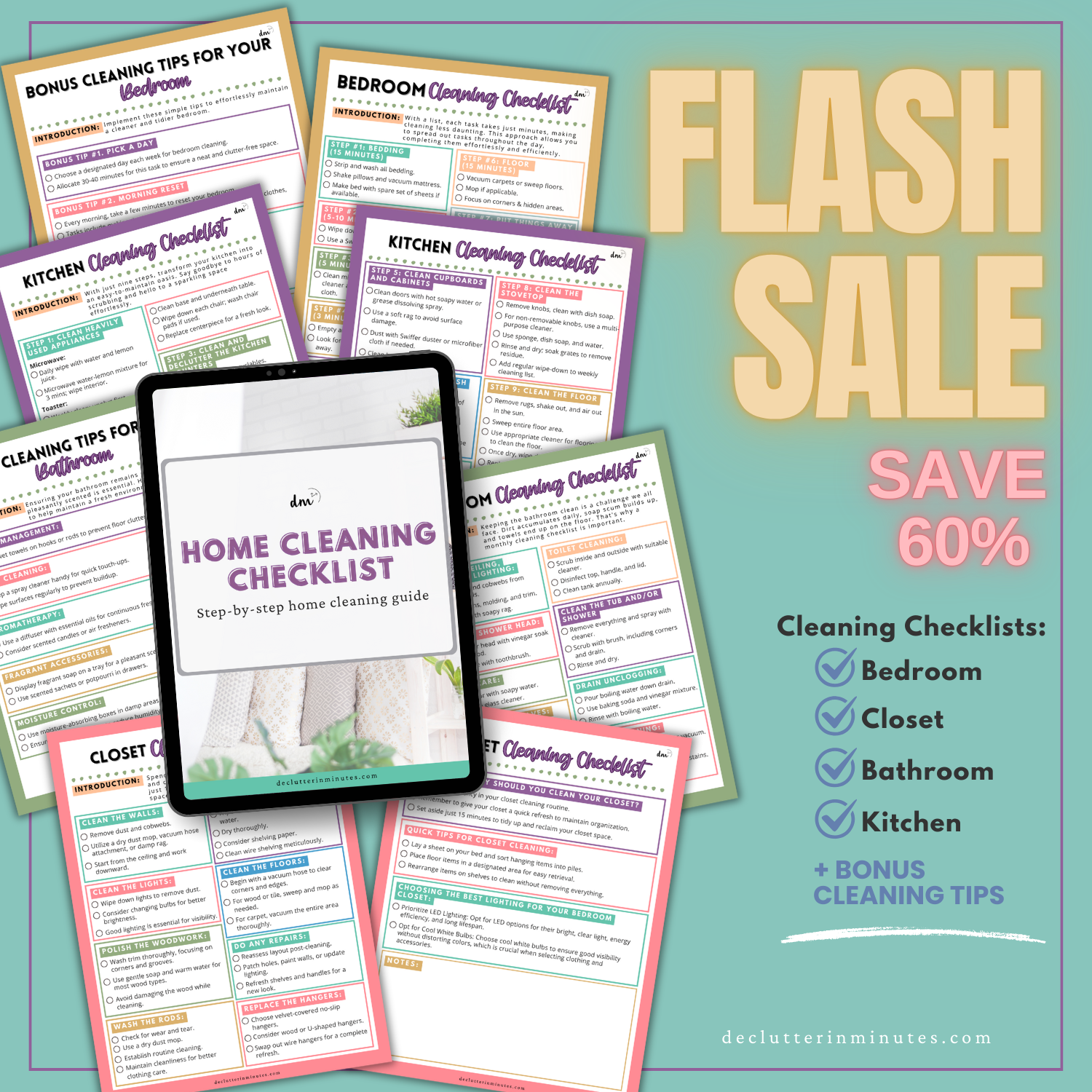 Home Cleaning Checklist Bundle – Declutter in Minutes