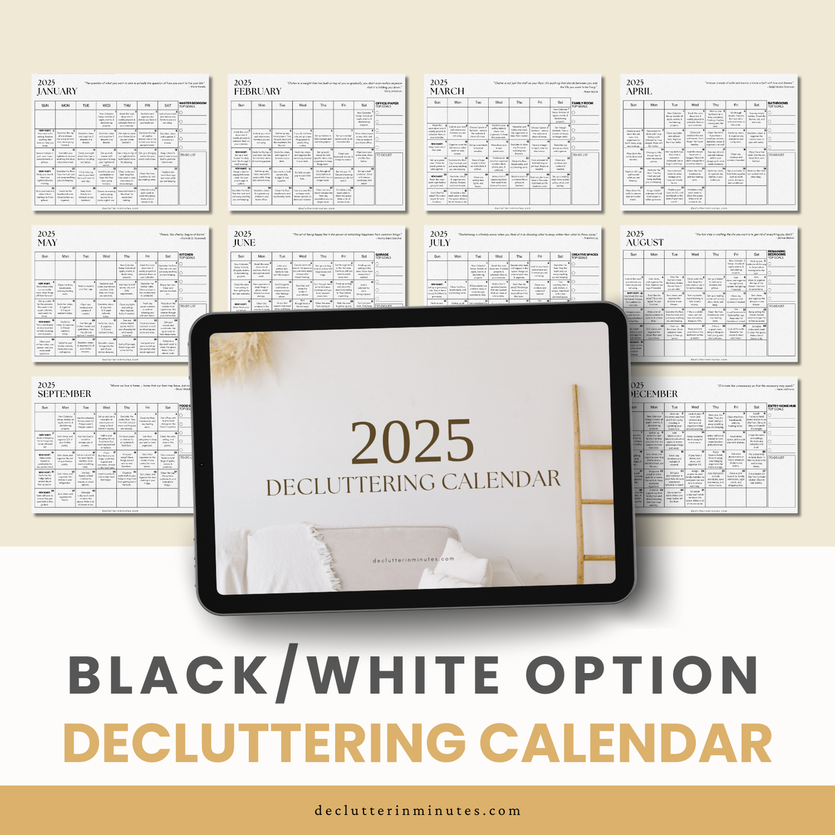 2025 Decluttering Calendar – Declutter in Minutes